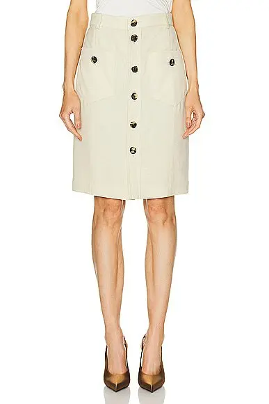 Saint Laurent Button-front Canvas Skirt