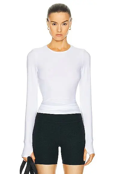 Beyond Yoga Featherweight Classic Crew Pullover Top - Cloud White