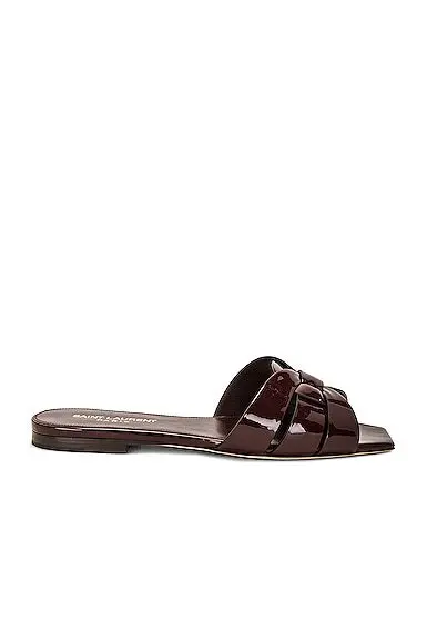Saint Laurent Tribute Flat Sandal - Barolo