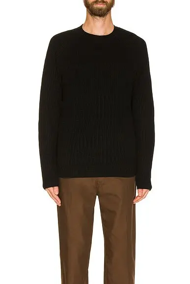SCHOTT Ribbed Wool Crewneck Sweater