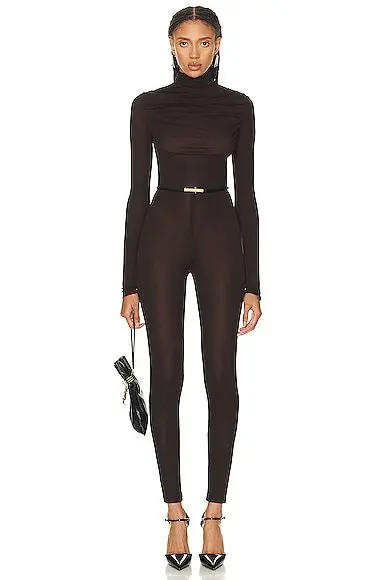 Saint Laurent Turtleneck Jumpsuit - Chocolate