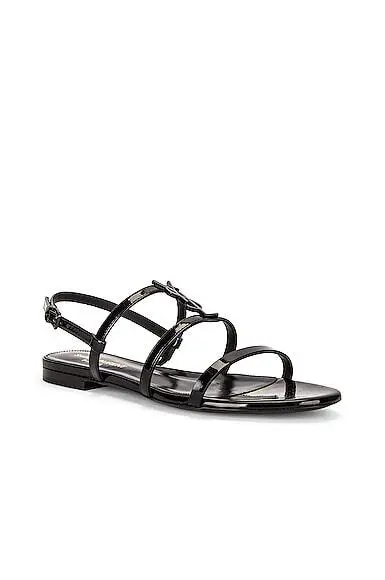 Saint Laurent Cassandra Flat Sandal - Nero