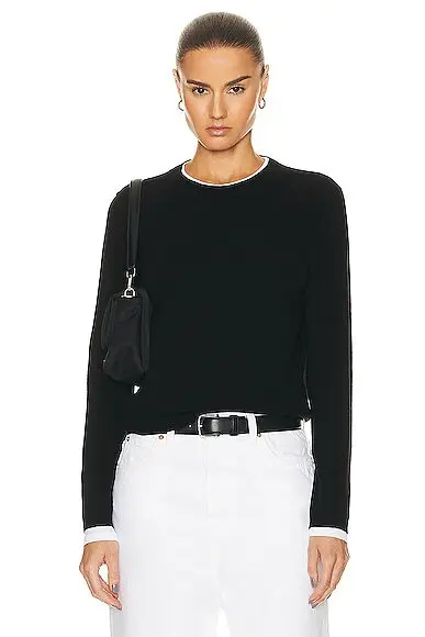 Guest In Residence Shrunken Crew Cashmere Top - Midnight