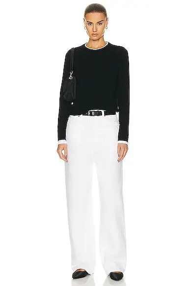 Guest In Residence Shrunken Crew Cashmere Top - Midnight