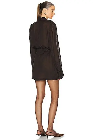 Saint Laurent Chiffon Shirt Dress - Chocolat