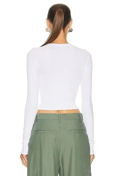 Enza Costa Silk Knit Long Sleeve Tuck Top - White
