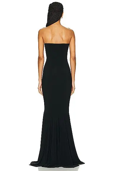 Norma Kamali Strapless Shirred Fishtail Gown - Black