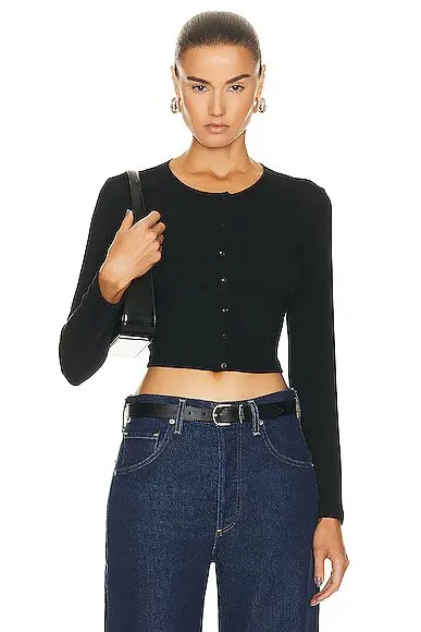 LESET Lauren Crop Cardigan - Black