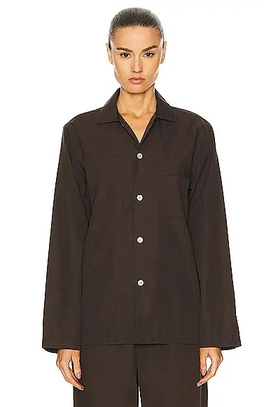 TEKLA Long Sleeve Shirt - Coffee