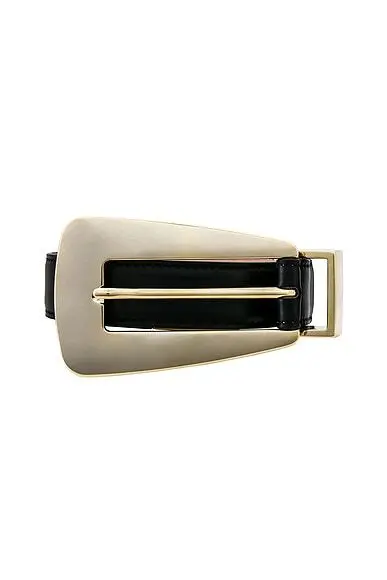 Khaite Lucca 30mm Belt With Gold Buckle - Black