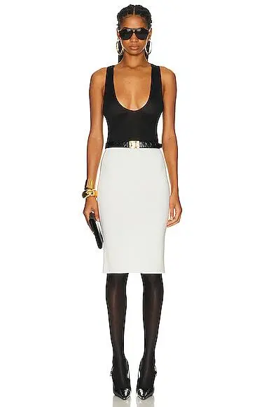 Saint Laurent Jersey Ribbed Skirt