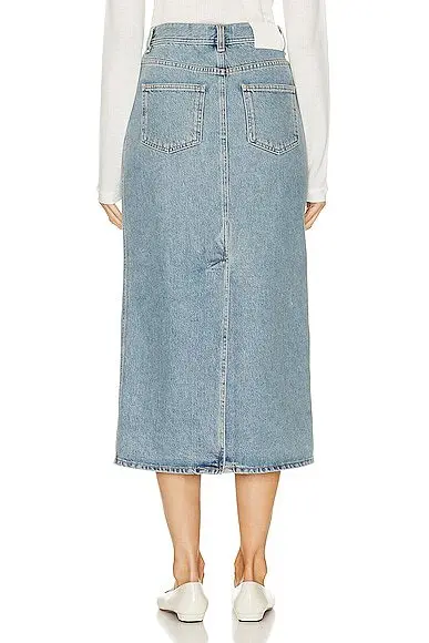 Loulou De Saison Rona Denim Long Skirt - Washed Light Blue