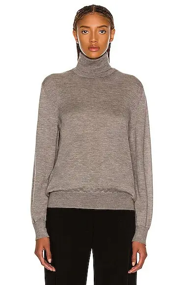 THE ROW Lambeth Cashmere Turtleneck Sweater - Medium Grey