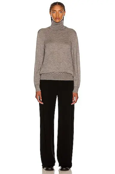 THE ROW Lambeth Cashmere Turtleneck Sweater - Medium Grey