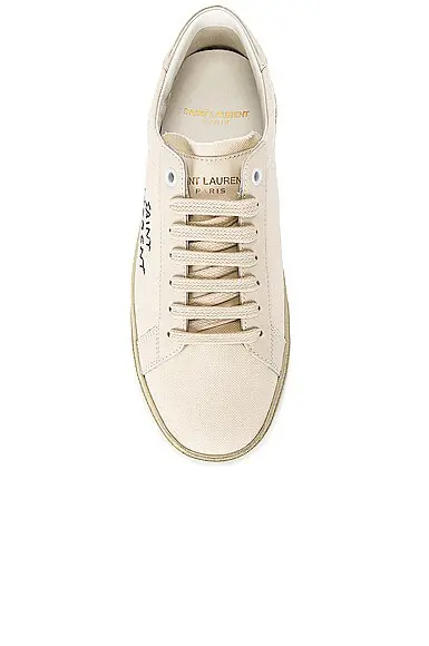 Saint Laurent Embroidered Low Top Sneakers - Panna
