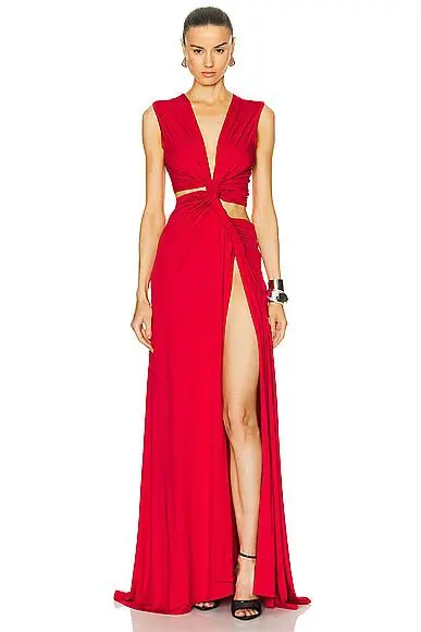 SID NEIGUM Triple Loop Knit Dress - Red