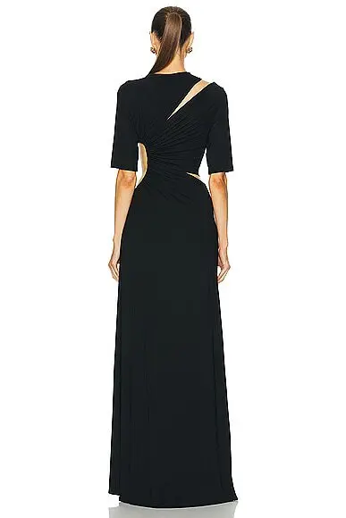 SID NEIGUM Gathered Slit Maxi Dress - Black