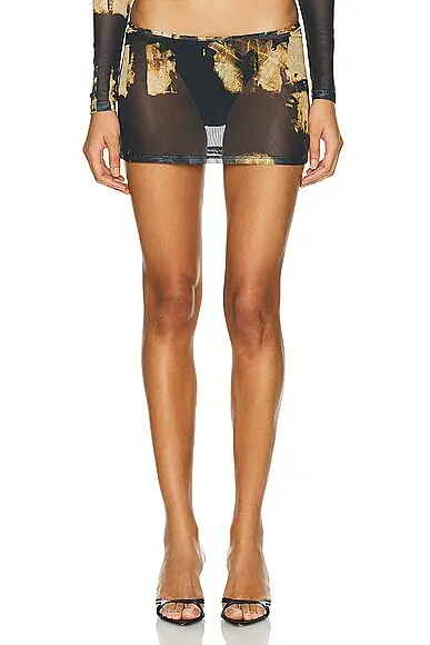 Miaou Elektra Printed Mini Skirt - Treading Brown