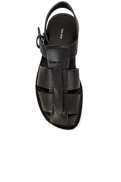 THE ROW Fisherman Leather Sandals - Black
