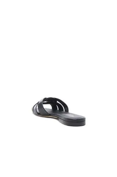 Saint Laurent Tribute Flat Sandals - Black