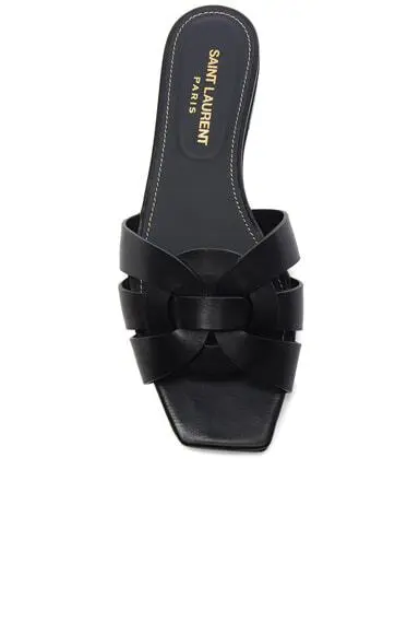 Saint Laurent Tribute Flat Sandals - Black