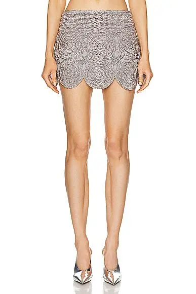 SIMONMILLER Beep Beep Crochet Knit Mini Skirt