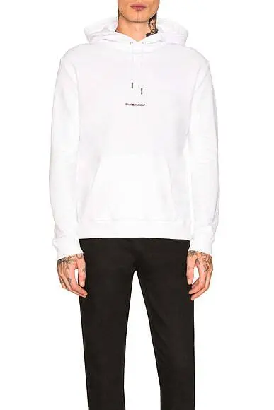 Saint Laurent Logo Hoodie - White