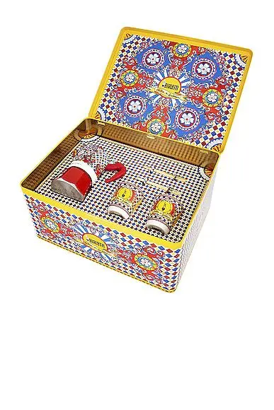 DOLCE & GABBANA CASA X Bialetti 2 Cup Moka Machine, 2 Cups, 2 Spoons - Medium Red