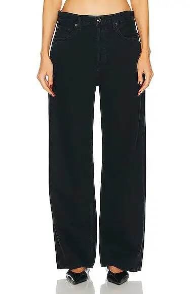 AGOLDE Low Slung Baggy Jeans In Black - Crushed