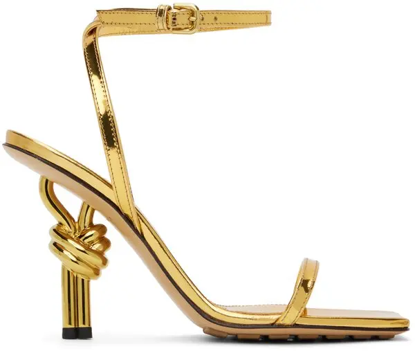 Bottega Veneta Gold Knot Heeled Sandals