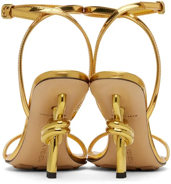 Bottega Veneta Gold Knot Heeled Sandals
