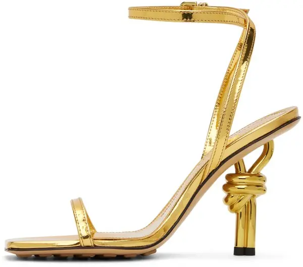Bottega Veneta Gold Knot Heeled Sandals