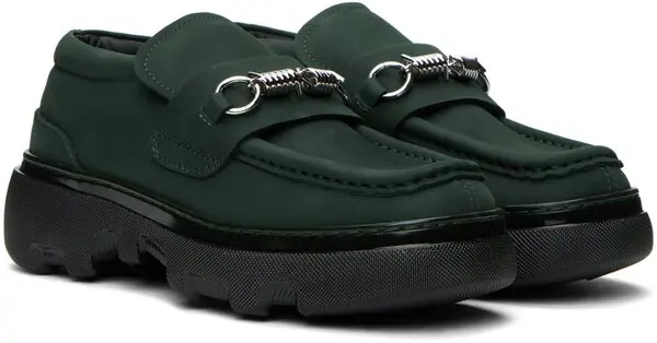 Burberry Green Nubuck Creeper Clamp Loafers