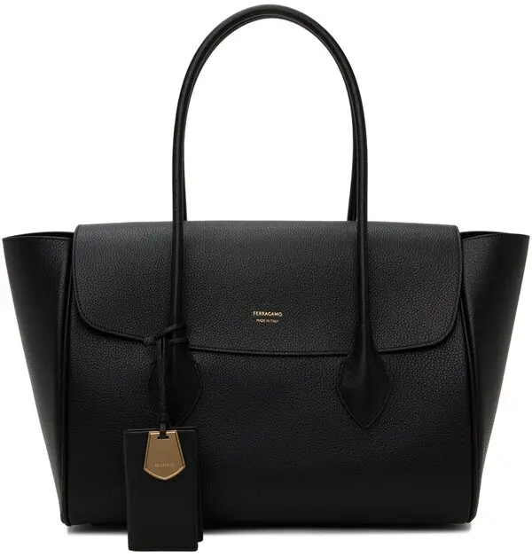 FERRAGAMO Large Grained Calfskin Tote