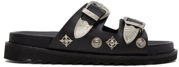 Toga Black Buckle Sandals