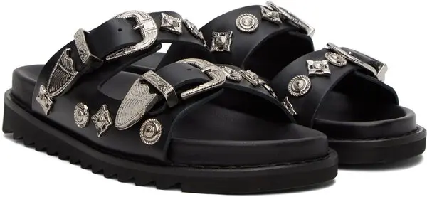 Toga Black Buckle Sandals