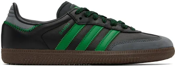 ADIDAS ORIGINALS Black & Green Samba Sneakers