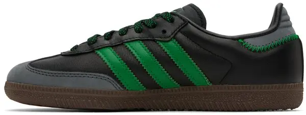 ADIDAS ORIGINALS Black & Green Samba Sneakers