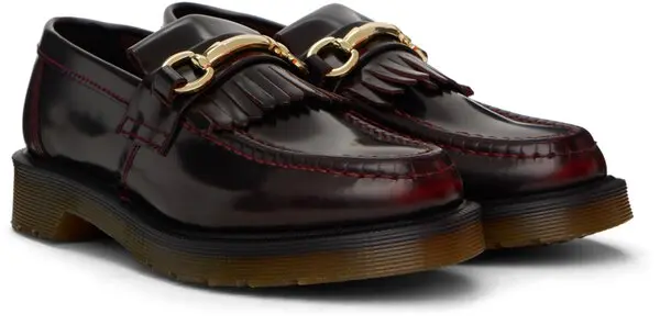 Dr. Martens Burgundy Adrian Snaffle Smooth Leather Kiltie Loafers