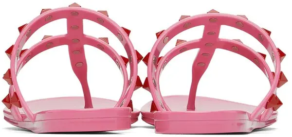 Valentino Garavani Pink Rubber Rockstud Sandals