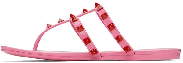 Valentino Garavani Pink Rubber Rockstud Sandals