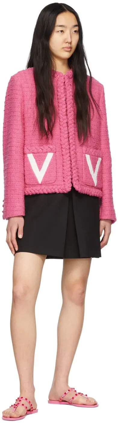 Valentino Garavani Pink Rubber Rockstud Sandals