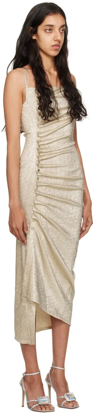 Rabanne Gold Gathered Midi Dress