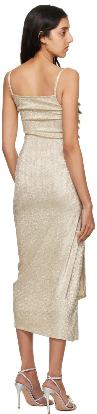 Rabanne Gold Gathered Midi Dress