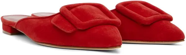 Manolo Blahnik Red Maysale Flat Slippers