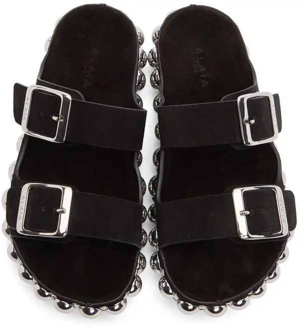 Alaïa Black Bombe Flat Sandals