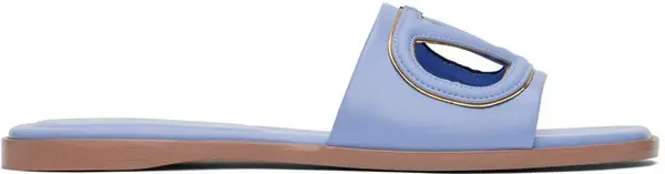 Valentino Garavani Blue Vlogo Cutout Slides