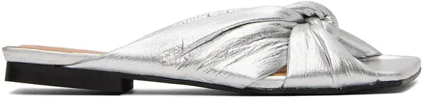 GANNI Silver Soft Knot Mules