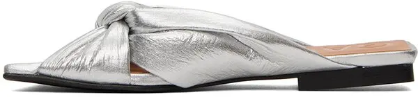 GANNI Silver Soft Knot Mules