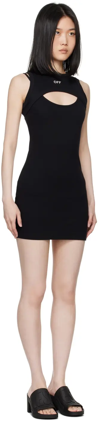Off-White Off Stamp Ribbed Mini Dress